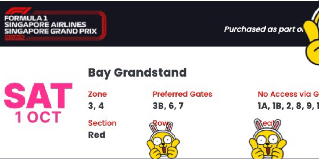 F1 Saturday Oct 1 - Bay Grandstand, Tickets & Vouchers, Event Tickets ...