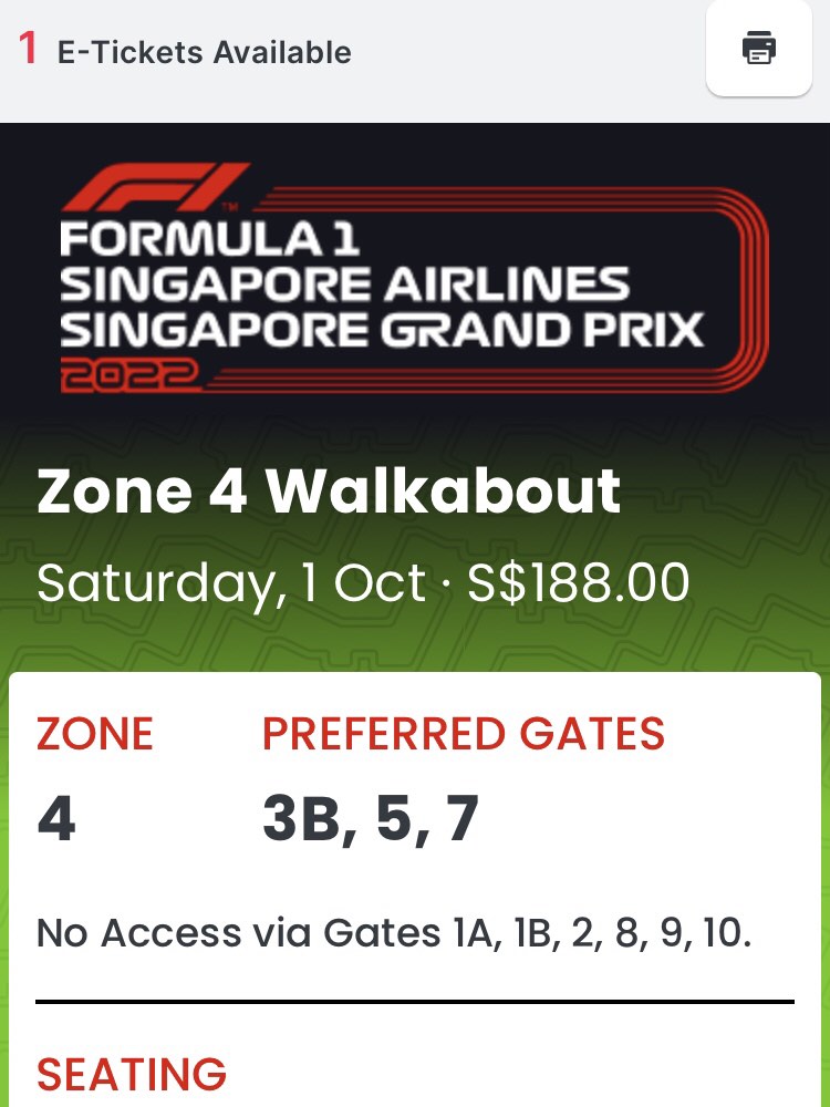 F1 Singapore 1 OCT 2022 Saturday Walkabout Ticket (Zone 4) Westlife, Tickets & Vouchers, Event ...
