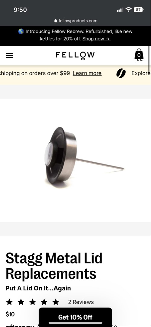 Fellow Stagg Stovetop Kettle Lid + Thermometer, Furniture & Home Living ...
