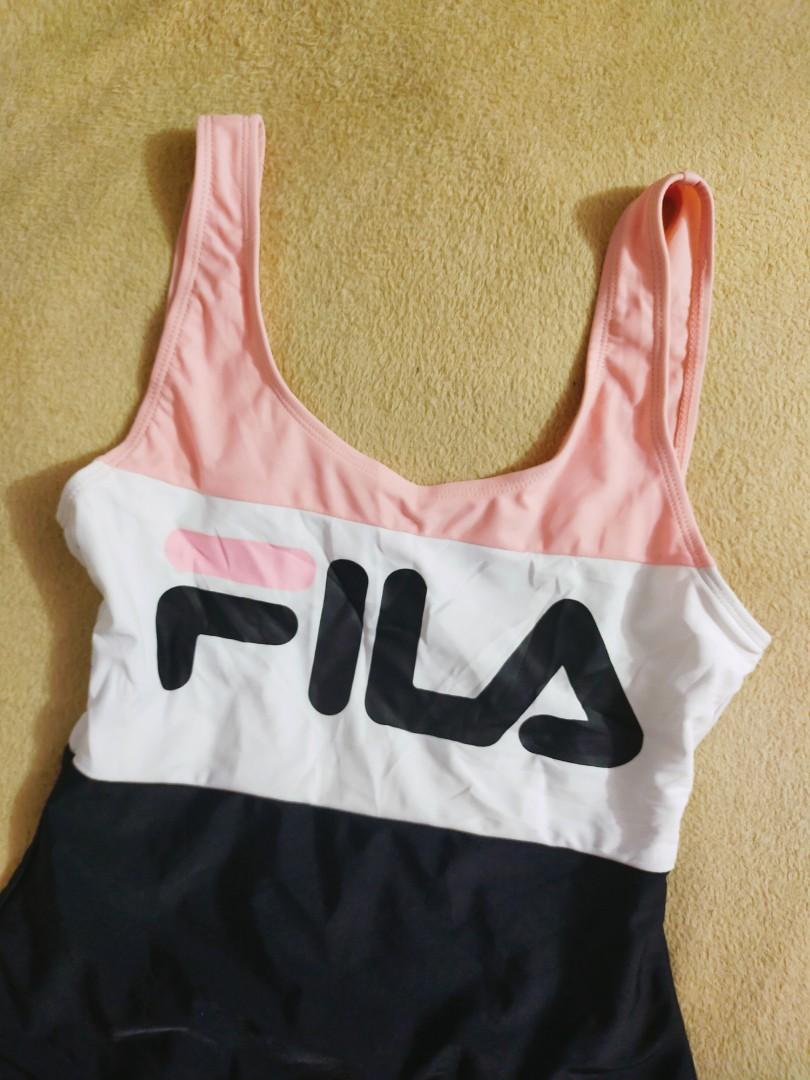 FILA COLOUR BLACK LOGO ONE PIECE SWIMSUIT, Women's Fashion, Swimwear ...
