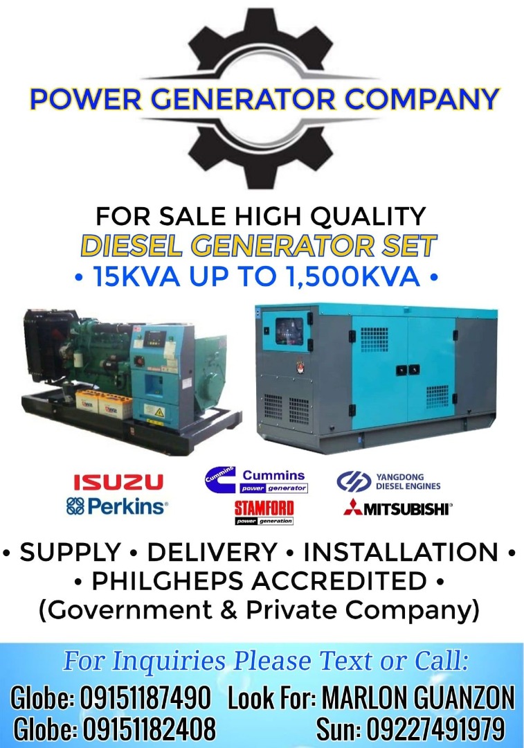 FOR SALE GOOD QUALITY DIESEL GENERATOR CUMMINS, ISUZU, YANGDONG ...