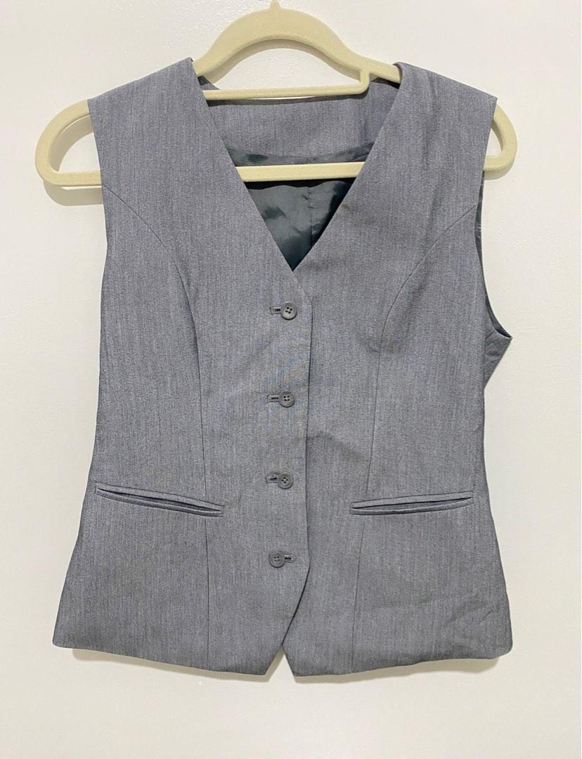 Gray Vest, Women's Fashion, Tops, Others Tops on Carousell