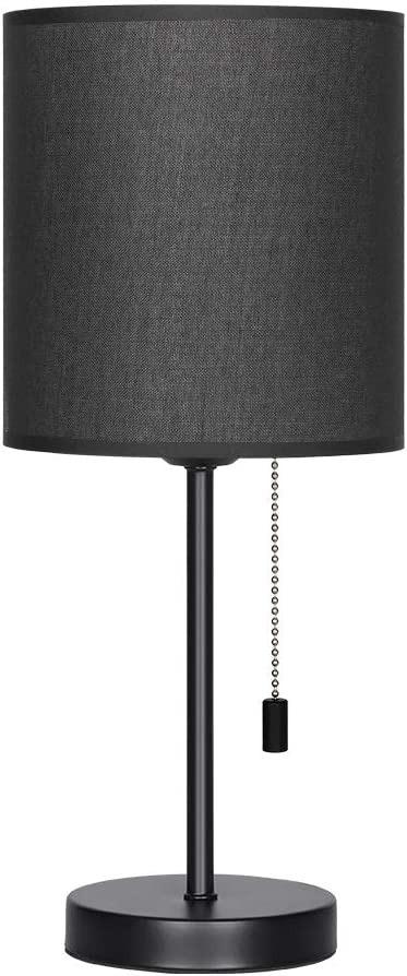 HAITRAL Modern Minimalist Bedside Table Lamp with Fabric Shade and Pull ...