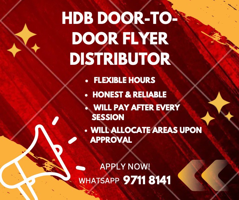 HDB Flyer Distributors, Jobs, Internships & Others on Carousell