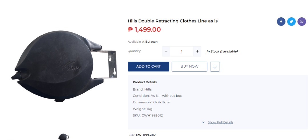 Hills Double Retracting Clothes Line as is, Furniture & Home Living ...