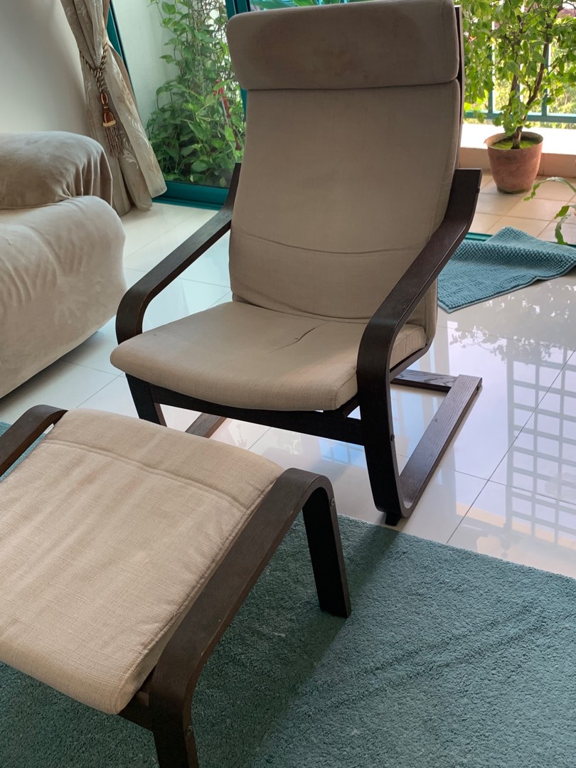 IKEA rocking chair with foot rest, Furniture & Home Living, Furniture ...