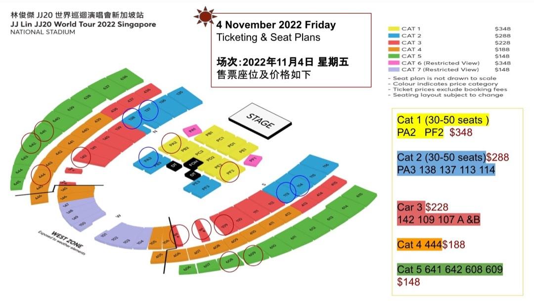JJ Lin 4 Nov 2022 Singapore Concert Tickets Cat 1, 2, 3, 4, 5, Tickets ...