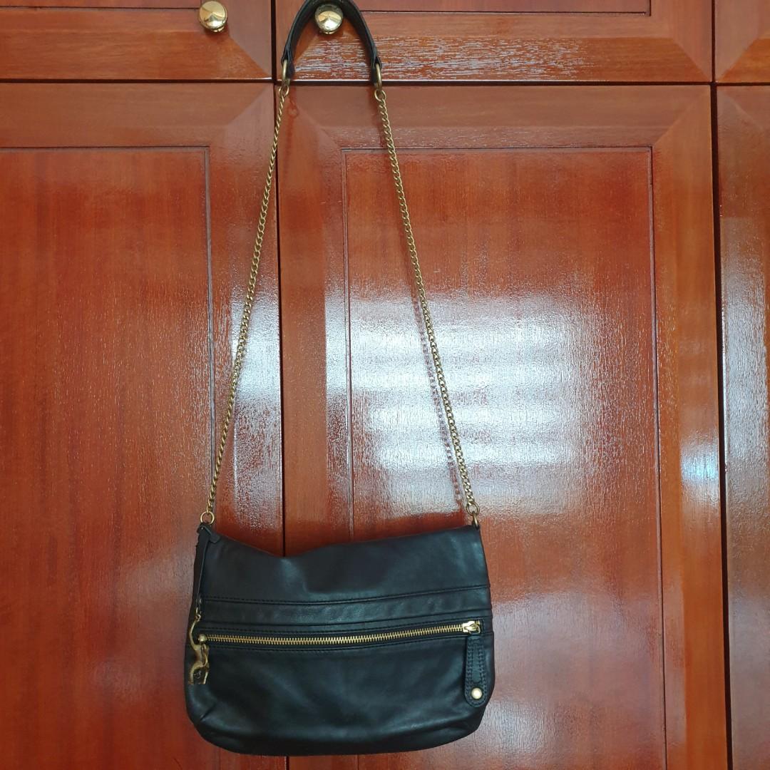 Kipling vintage leather bag with chain, Women's Fashion, Bags & Wallets ...