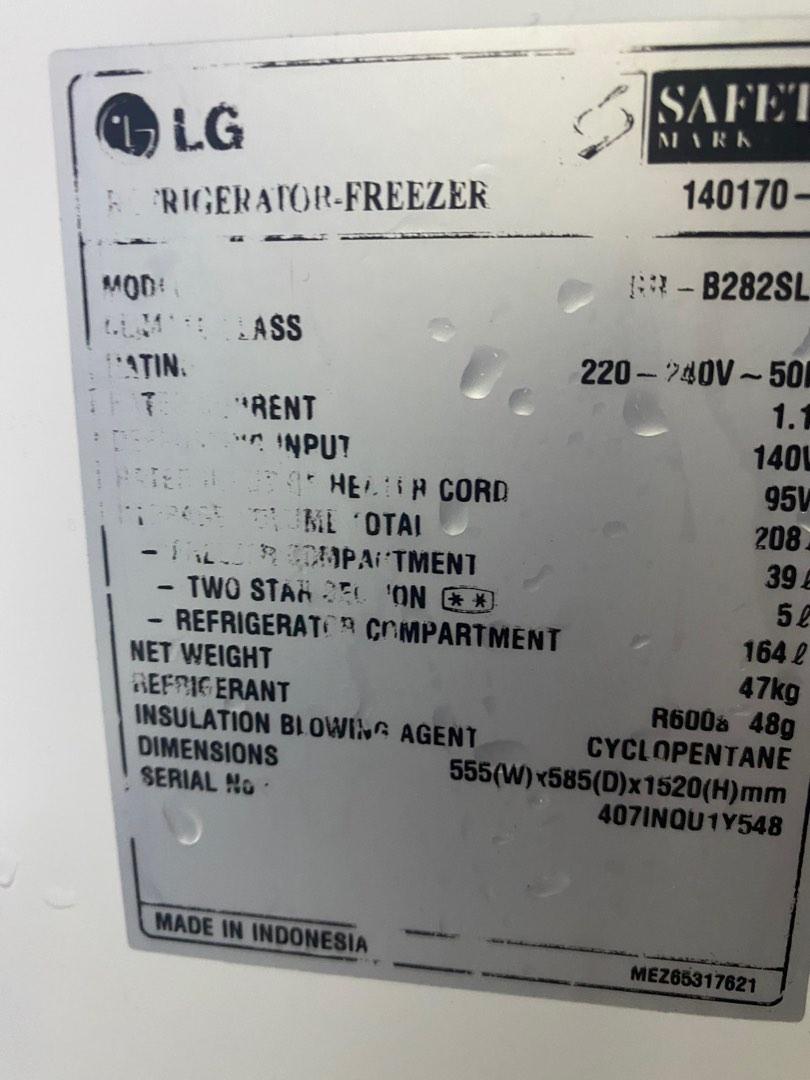 LG 2Ticks Inverter Fridge, 208L, TV & Home Appliances, Kitchen ...