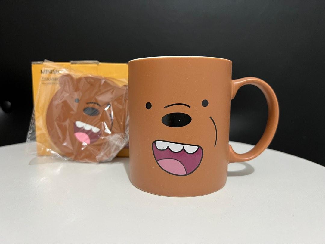 Miniso Ceramic Cartoon Network Bear Mug with Coaster, Furniture & Home ...