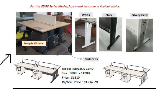 Modern office desk set for 4 pax includes 4 individual computer desks ...