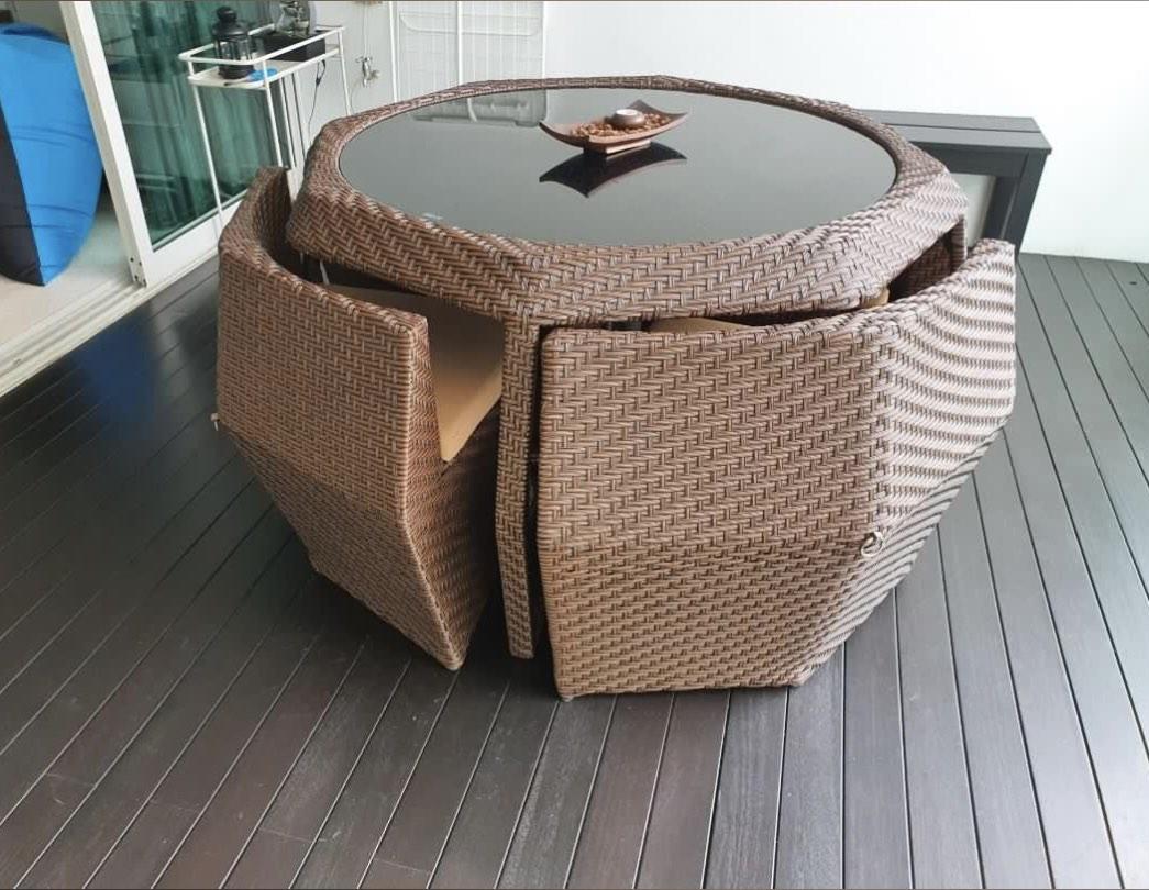 Outdoor Nested Table and Chairs, Furniture & Home Living, Outdoor ...