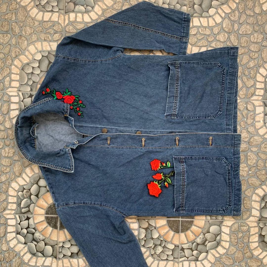 patched Denim oversized maong jacket and skirt, Women's Fashion, Coats ...
