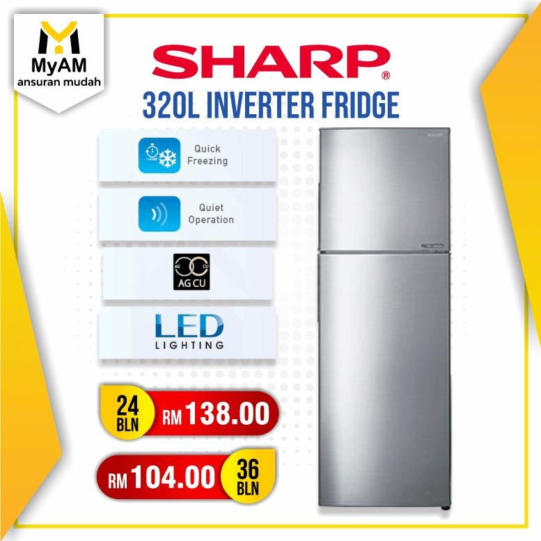 Peti Sejuk Sharp 320 Litre Top Freezer Inverter Fridge Peti Ais Ansuran Mudah, TV & Home ...