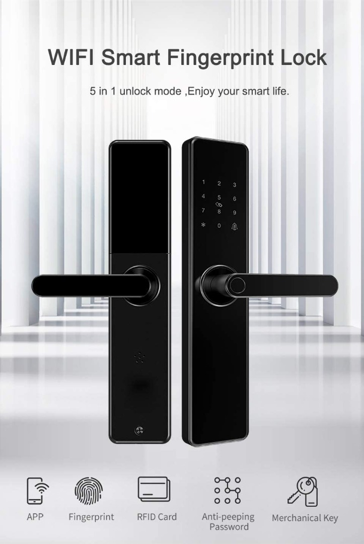 "PINEWORLD 203 WiFi Smart Door Lock, Keyless Mortise Lock with ...