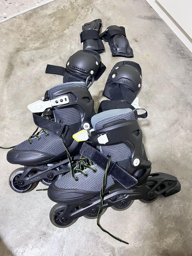 Rollerblades with knee pads, elbow pads and wrist guards for free ...
