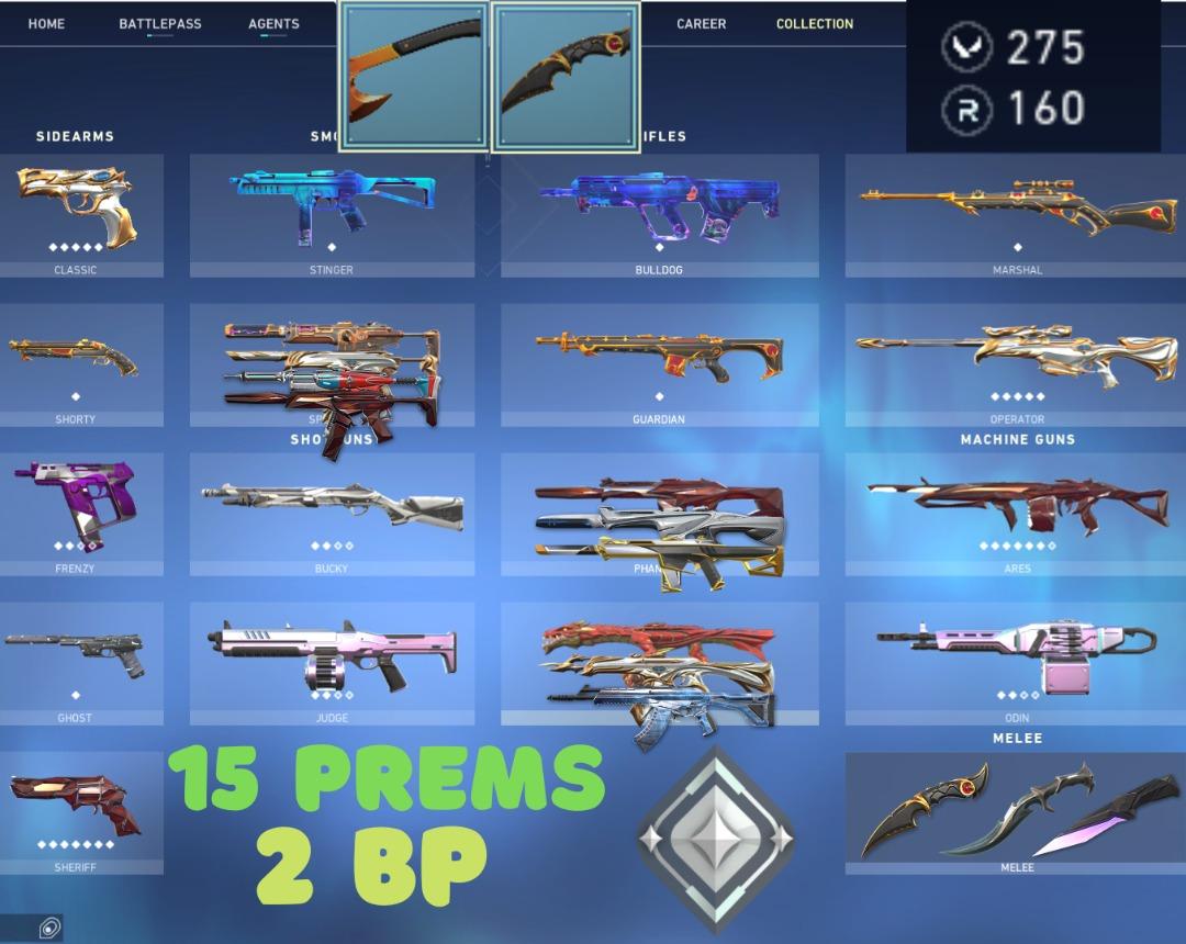 RUIN DAGGER/ 2 BUNDLES 15 PREMIUM SKIN VALORANT ACCOUNT//CHEAP SEMI ...