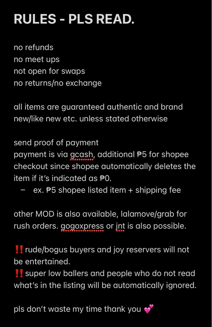 RULES PLS READ, Announcements on Carousell