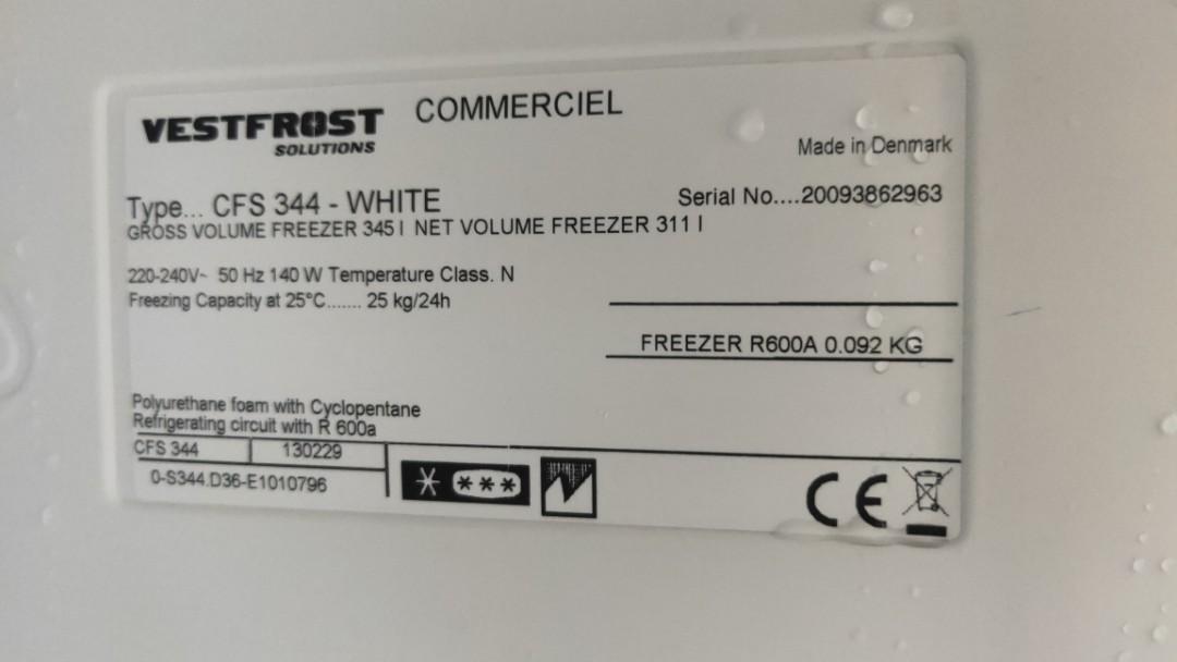 Single Door Vestfrost Solutions CF3 344 - White Freezer For Sale @ $180 ...