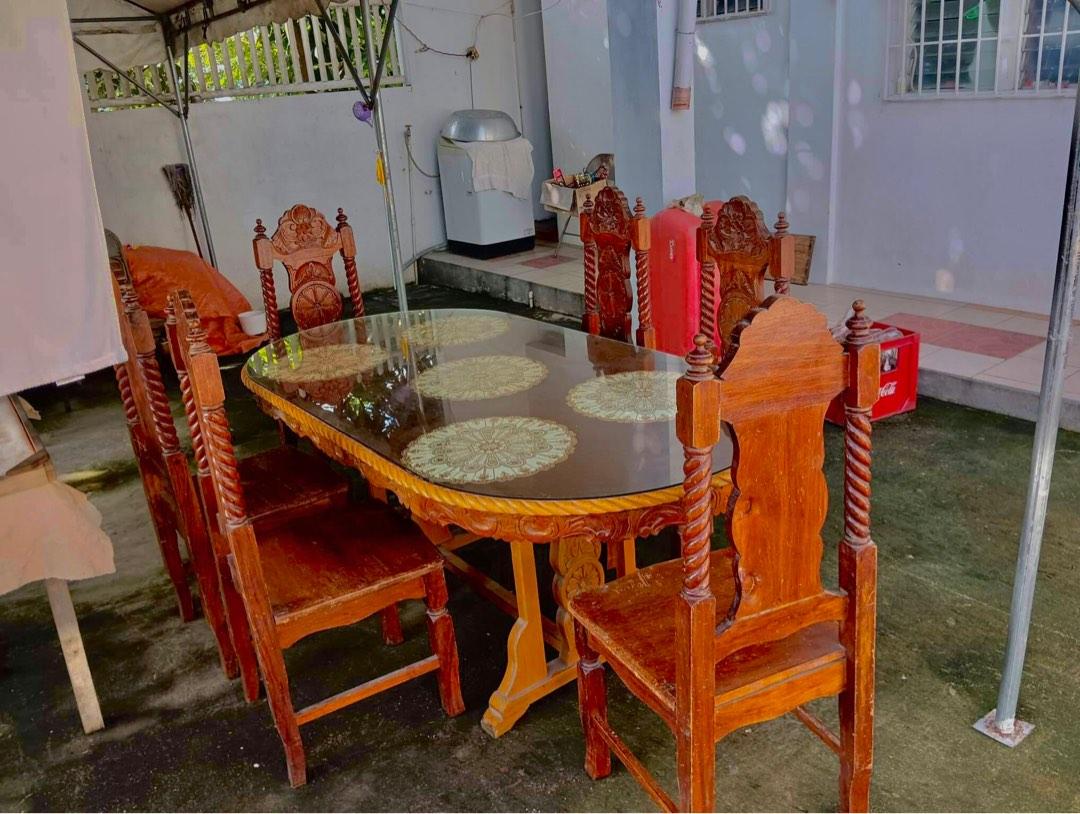 Solid Narra Dining Table Set, Furniture & Home Living, Furniture ...