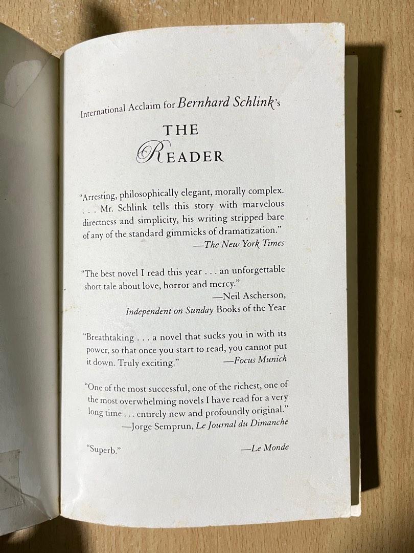 THE READER BY BERNHARD SCHLINK, Hobbies & Toys, Books & Magazines ...