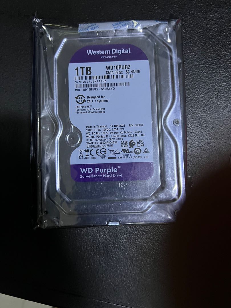 WD Purple 1tb Surveillance, Computers & Tech, Parts & Accessories, Hard ...