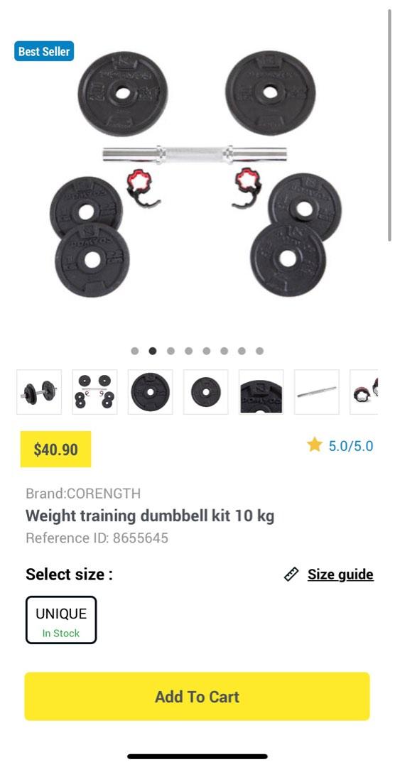 Weight Training Dumbbell Kit 10 kg, Sports Equipment, Exercise ...
