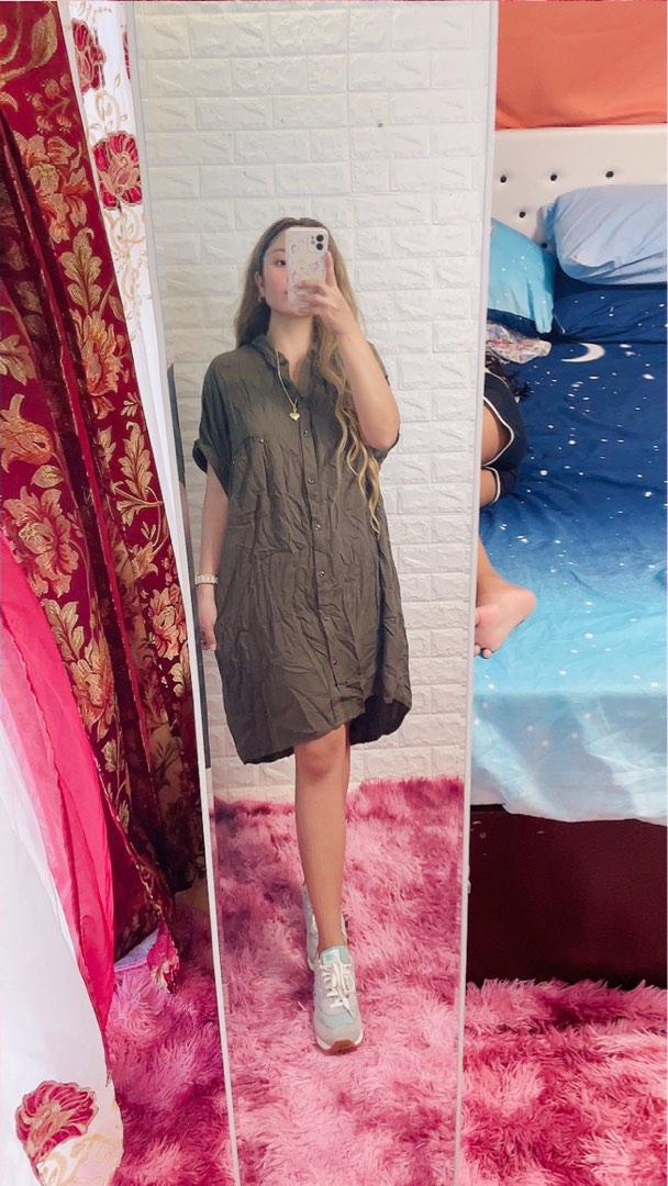 zara basic button down dress, Women's Fashion, Dresses & Sets, Dresses on Carousell