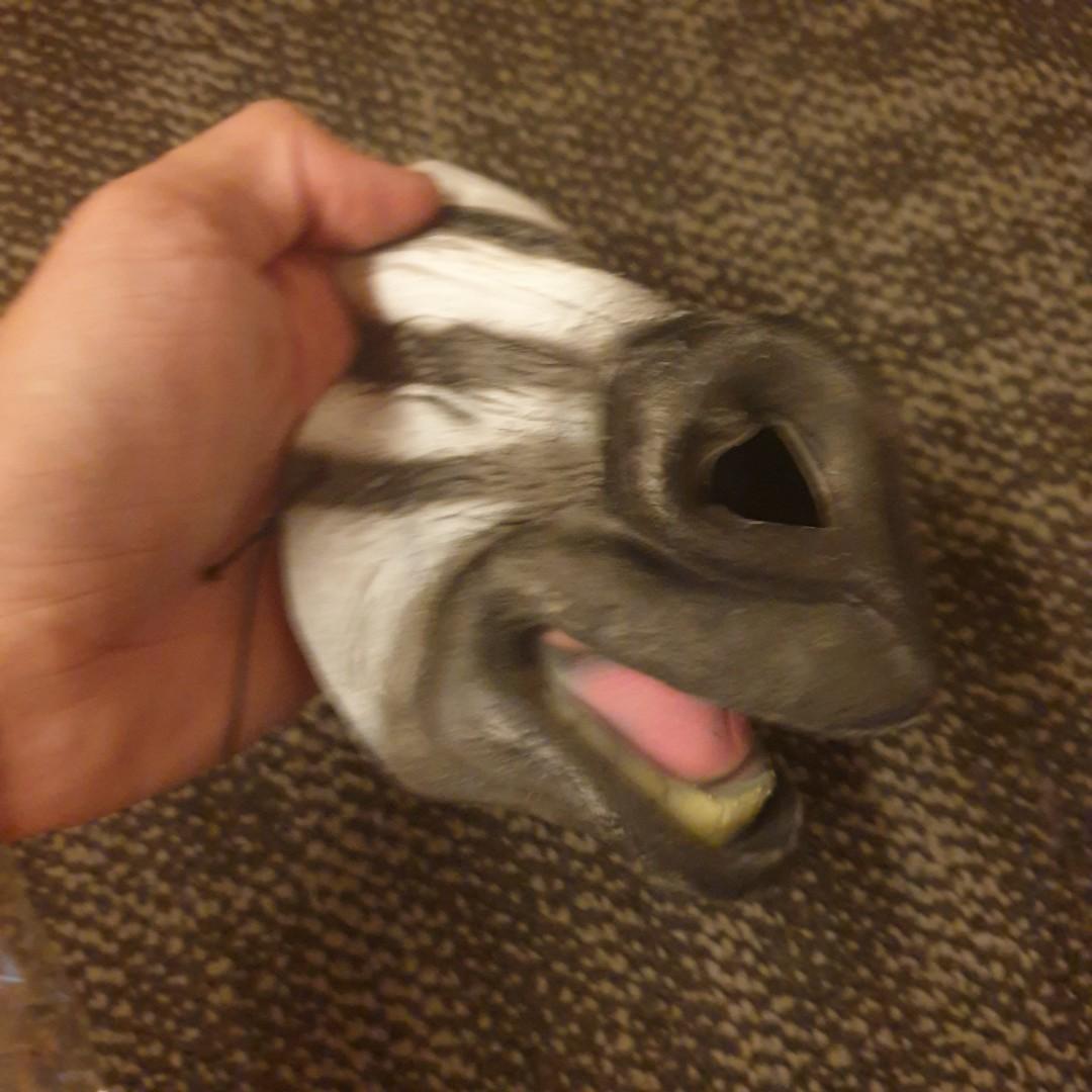 Zebra half face latex mask Halloween party, Hobbies & Toys, Toys ...