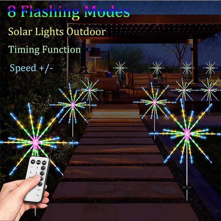 2022 Deepavali Solar Firework Lights Led Starburst Lights With Remote