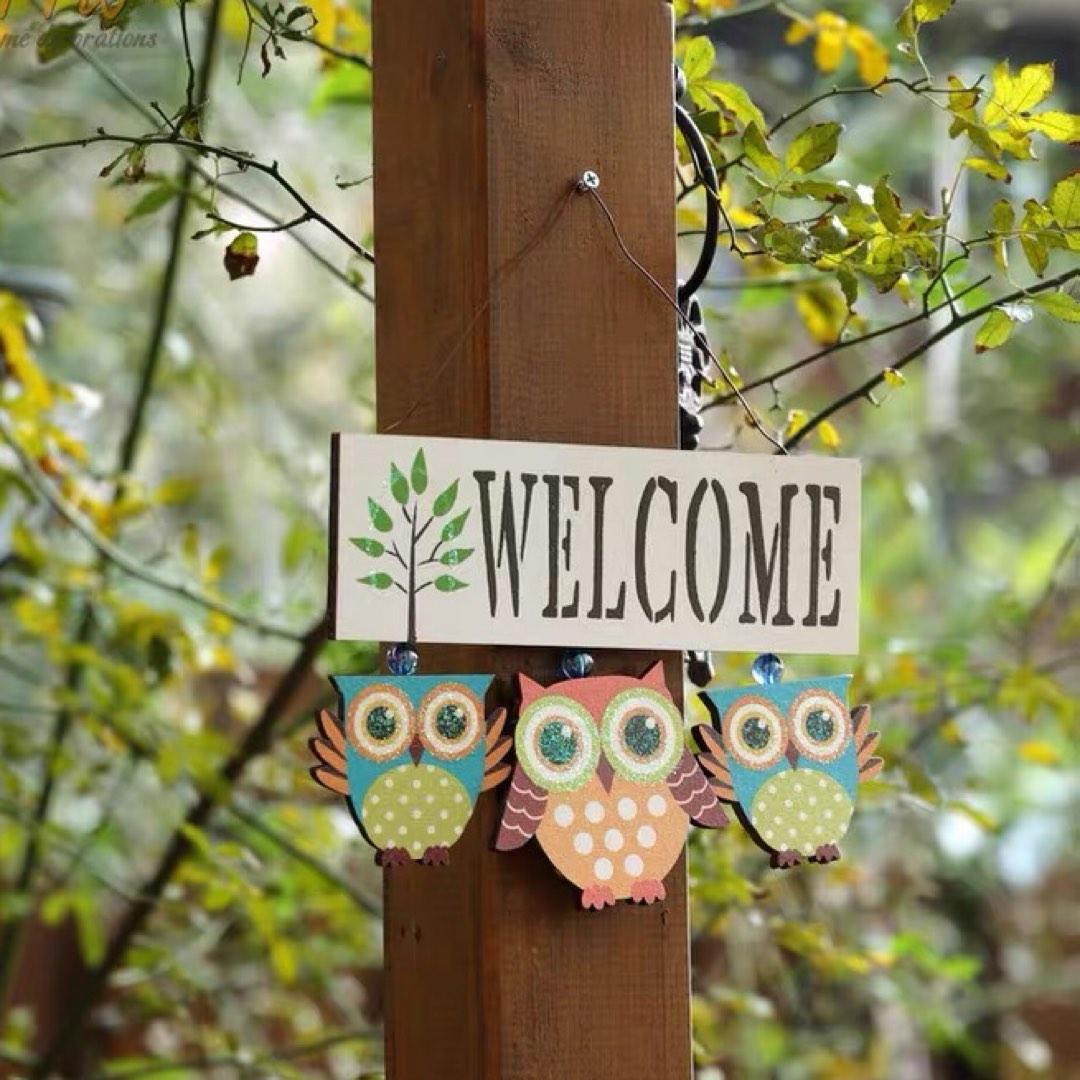 3 Owl welcome plaque signage, Furniture & Home Living, Home Decor, Wall ...