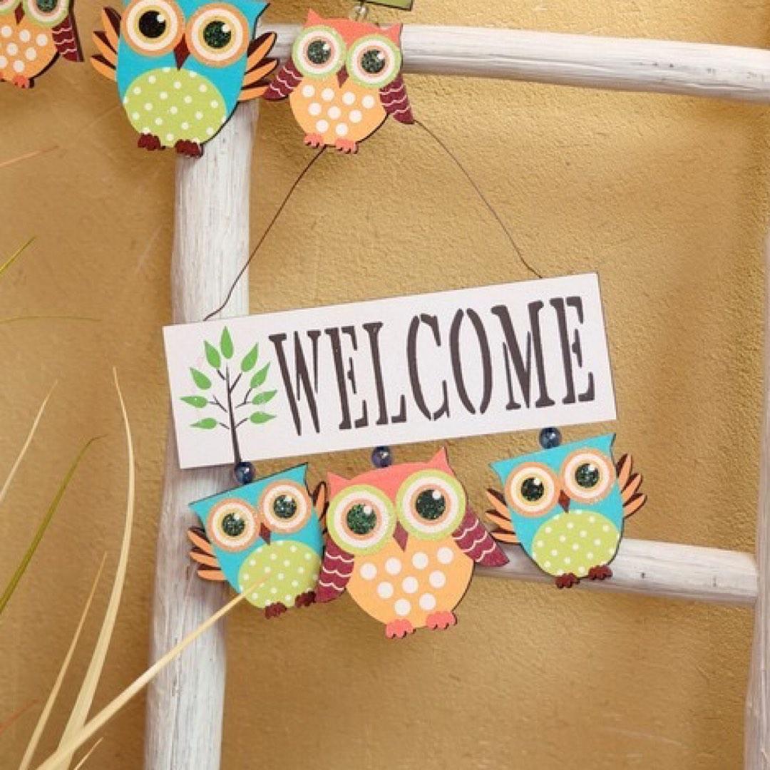 3 Owl welcome plaque signage, Furniture & Home Living, Home Decor, Wall ...