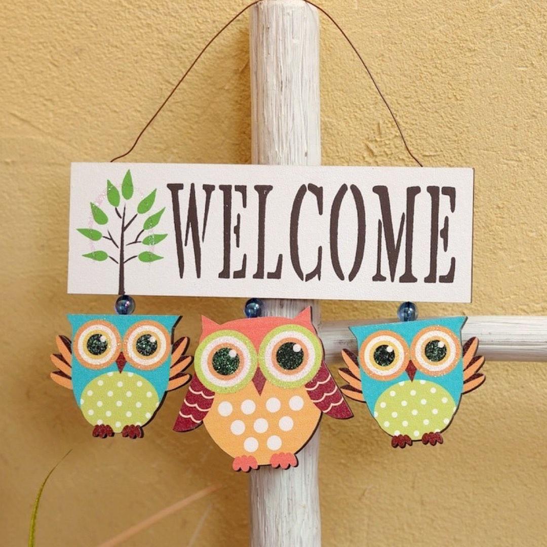 3 Owl welcome plaque signage, Furniture & Home Living, Home Decor, Wall ...