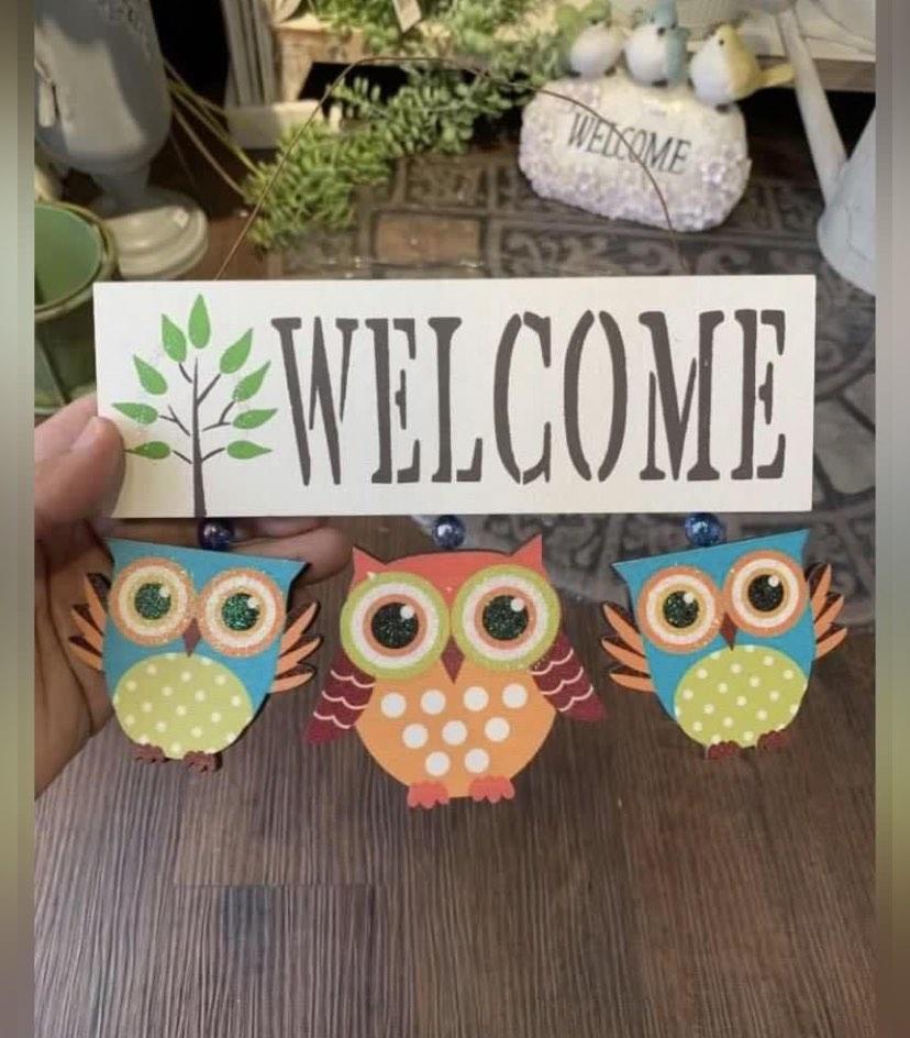 3 Owl welcome plaque signage, Furniture & Home Living, Home Decor, Wall ...