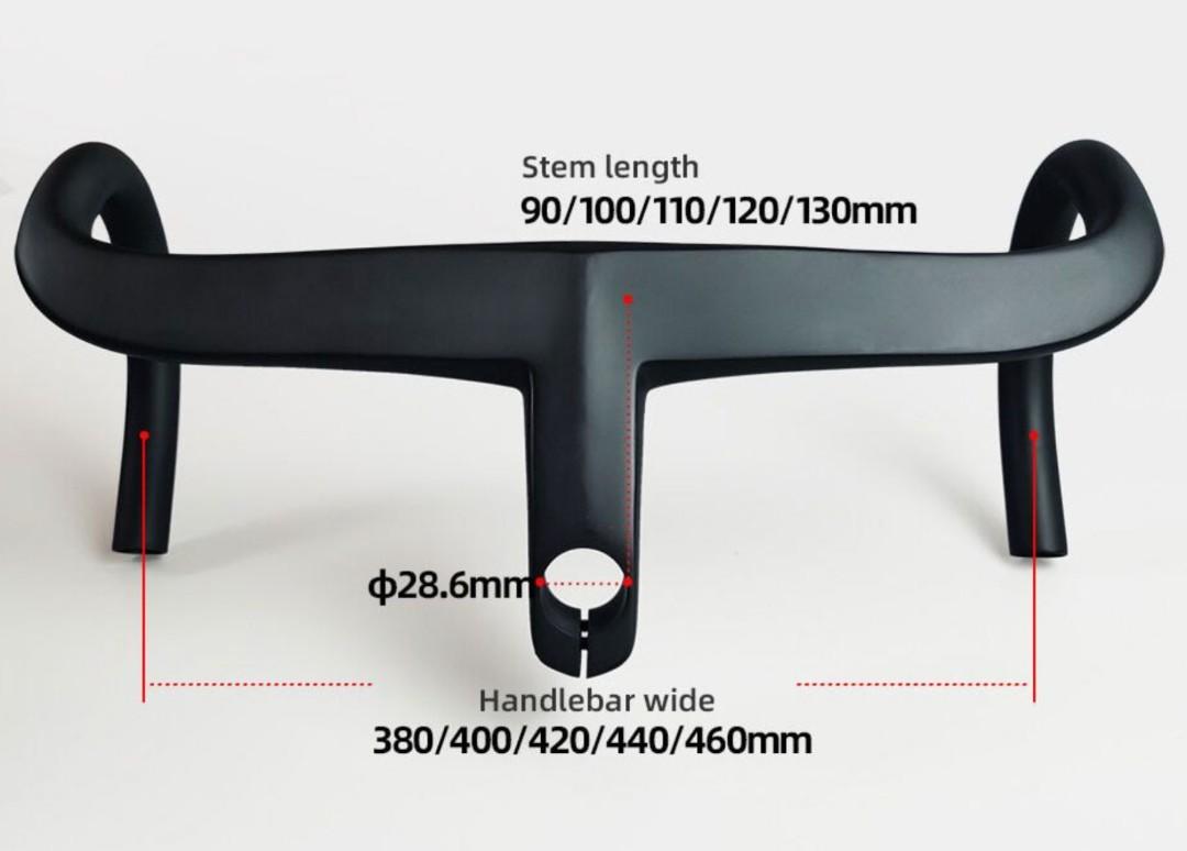 400mm X 90mm Full Internal Cabling Integrated Carbon Handlebar 320grams ...