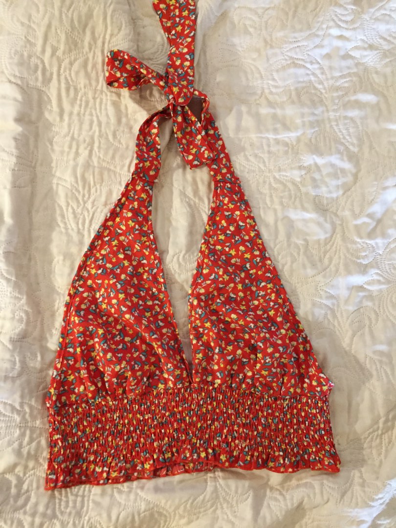 70s Shein Retro Floral Halter Top, Women's Fashion, Tops, Blouses on ...