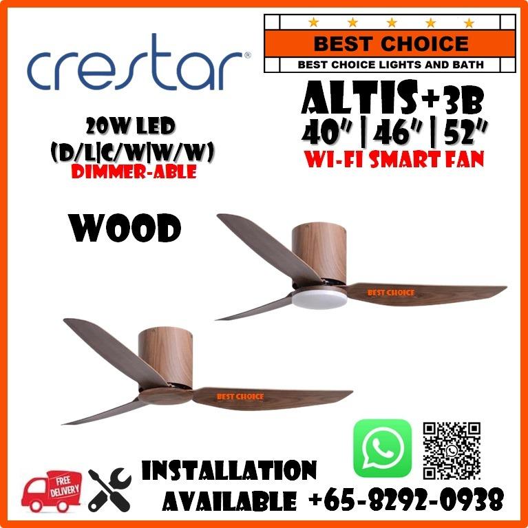 [ Wi-Fi Smart Ceiling Fan ] Crestar Altis 3Blades + LED (Dimmer-Able ...