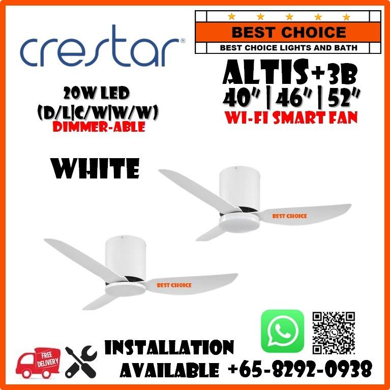 [ Wi-Fi Smart Ceiling Fan ] Crestar Altis 3Blades + LED (Dimmer-Able ...