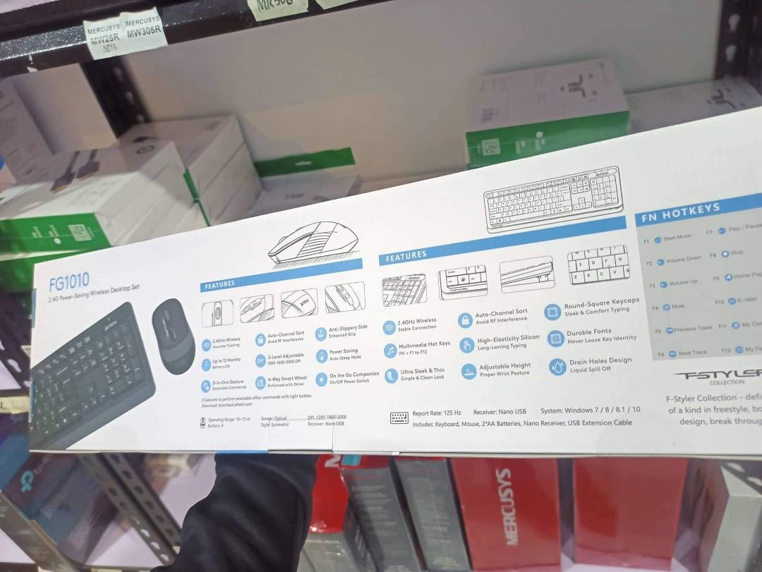 A4Tech Fstyler FG1010 Wireless Keyboard Mouse Combo USB Grey, Computers & Tech, Parts ...