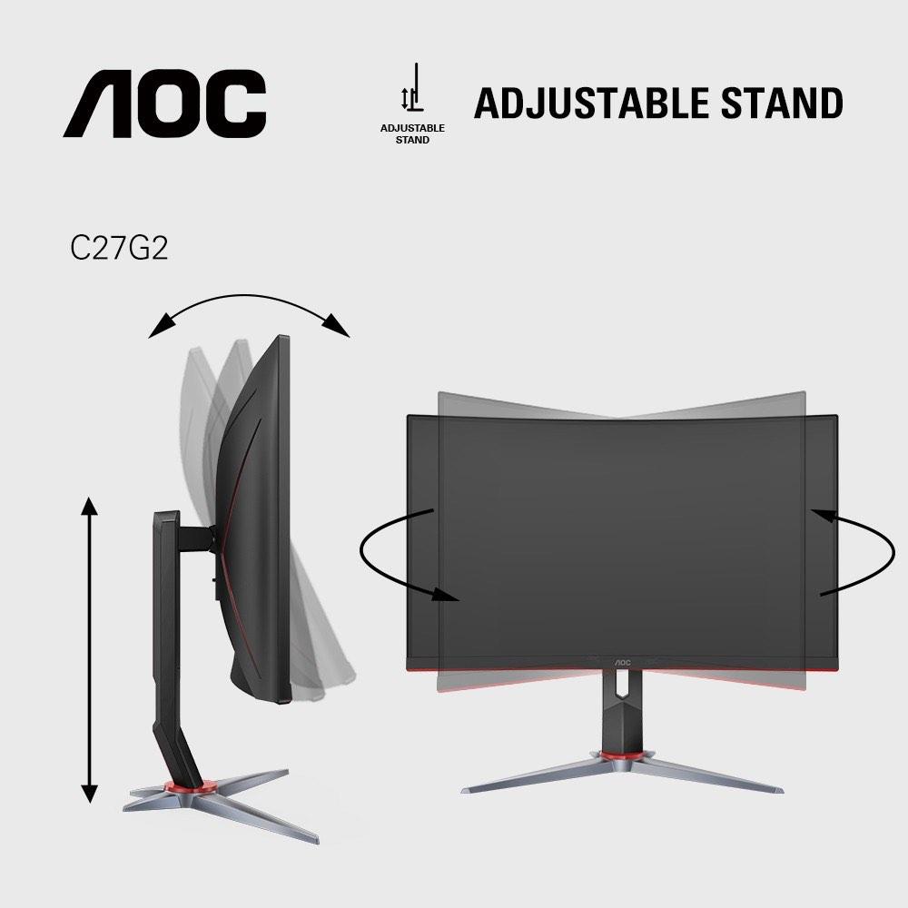 AOC C27G2 27" VA Curved FHD 165Hz 1ms FreeSync Premium gaming monitor ...