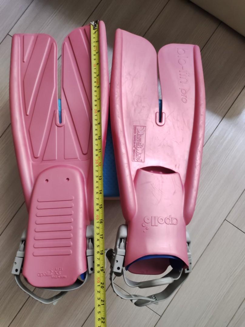 Apollo Bio-Fin Pro Fins with Spring Straps (Pink), 運動產品, 運動與體育, 運動與體育 ...