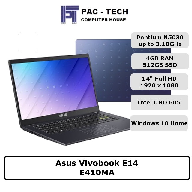 Asus Vivobook E14 E410MA | Pentium Silver | 4GB RAM | 512GB SSD | 14 ...