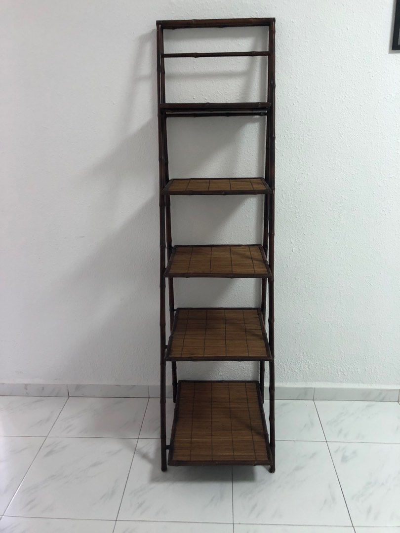 Bamboo 5-tiered display rack (foldable), Furniture & Home Living ...