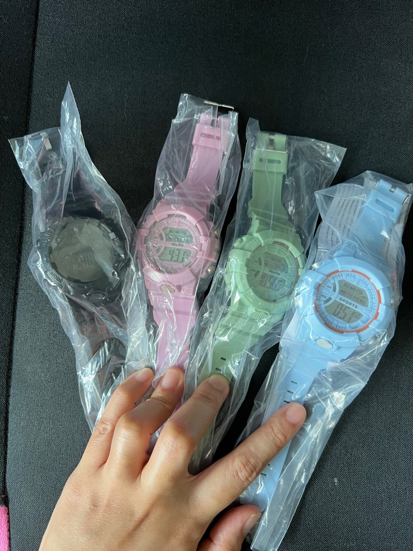 [W1-02] Brand new kids digital watches - black / pink / baby blue ...