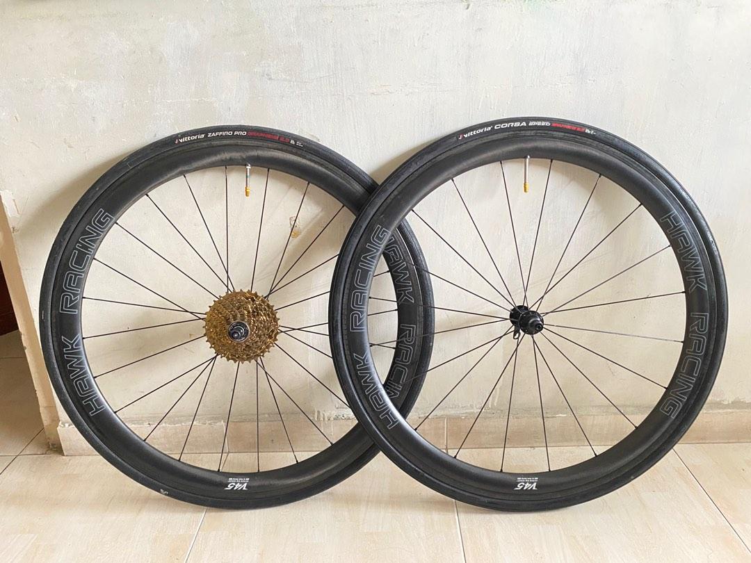 45mm Carbon Wheelset Hawk Racing V45 Clincher for road bike zipp enve ...
