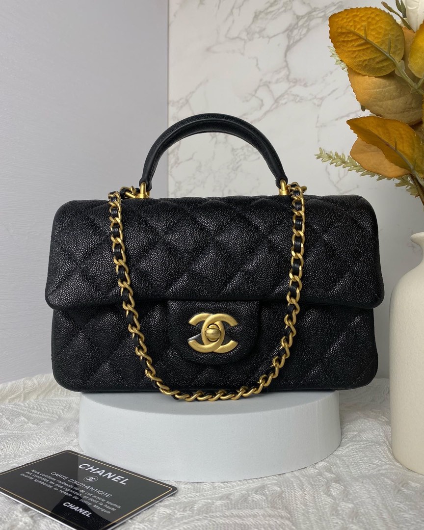 Chanel Mini Top Handle, Luxury, Bags & Wallets on Carousell