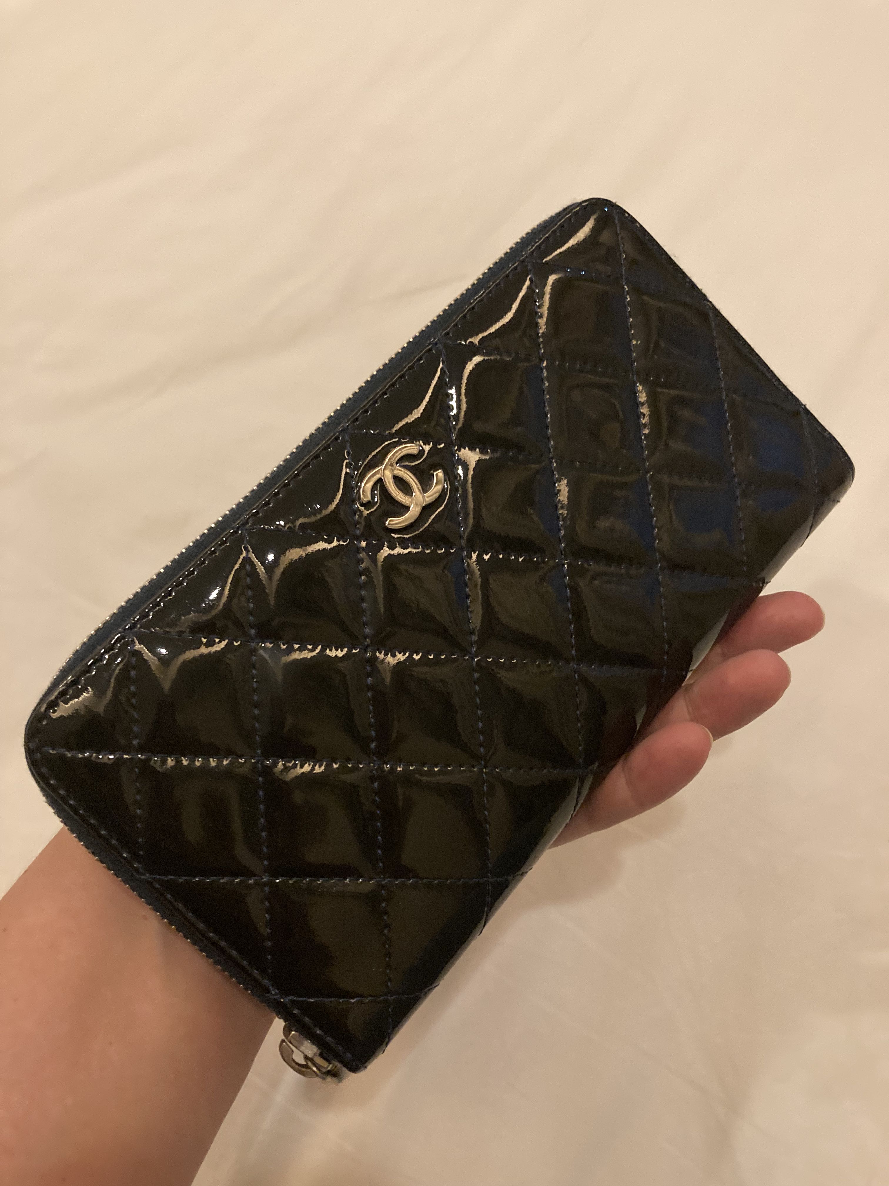 Chanel Zip Wallet Blue, Luxury, Bags & Wallets on Carousell