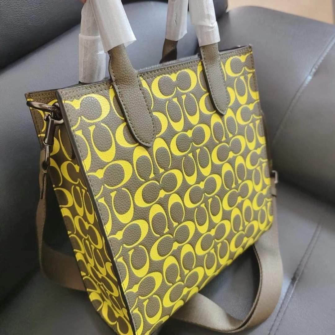 Coach Gotham Tall Tote 24 in Signature Leather in Army Green / Key Lime ...