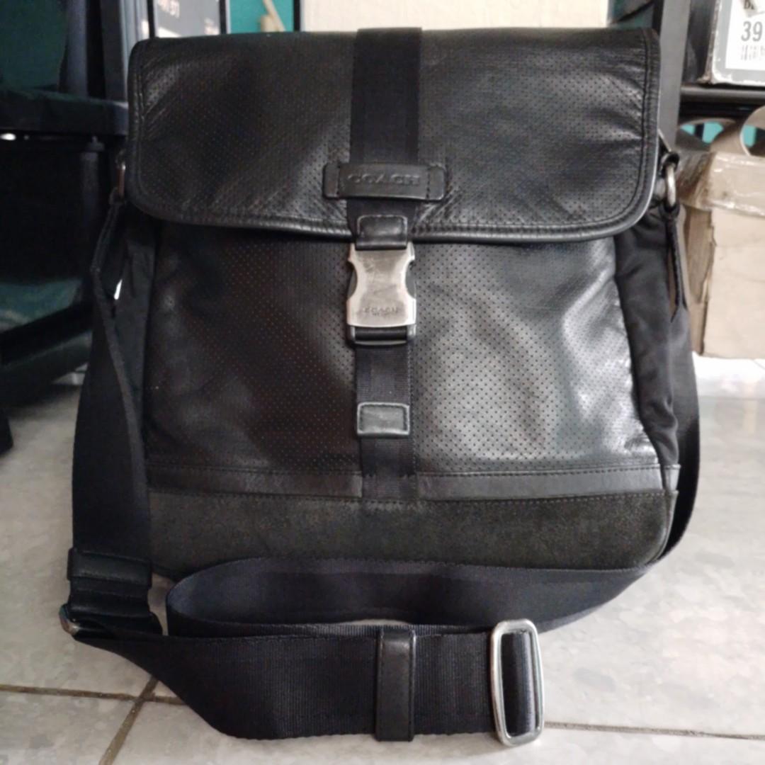 Coach Perforated Leather Map Bag for men, Fesyen Pria, Tas & Dompet ...