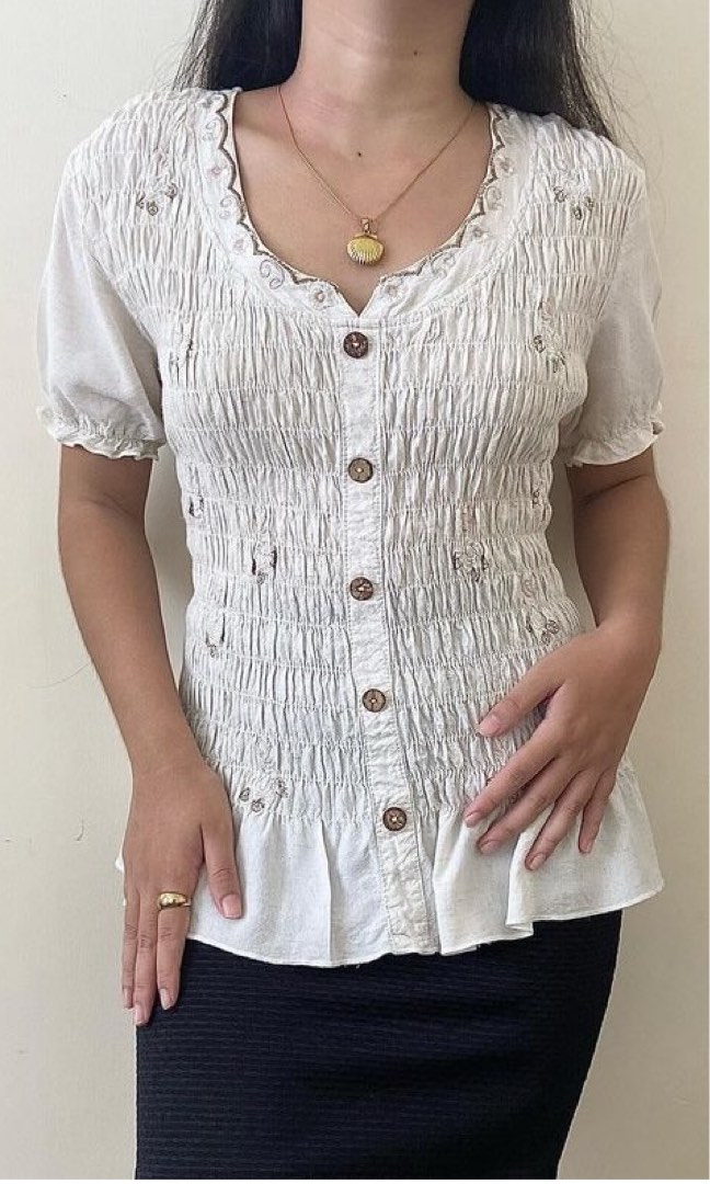 Cottagecore Oat Dainty Top, Women's Fashion, Tops, Blouses on Carousell
